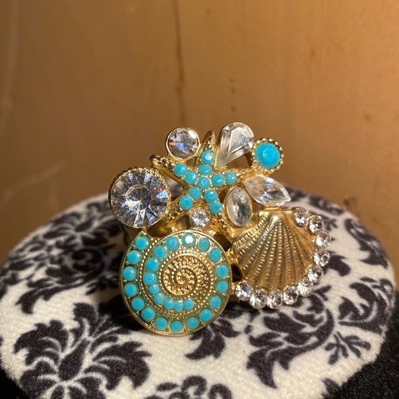 Jewelry | Rhinestone Sea Themed Stretchy Ring | Poshmark